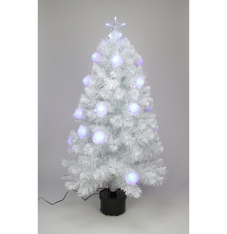 Northlight Iridescent Fiber Optic 4' White Artificial Christmas Tree with 24 Multi-Colored ...